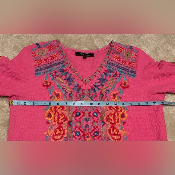 Calessa | Tops | Calessa Tunic Blouse Top Embroidered 34 Sleeves ...